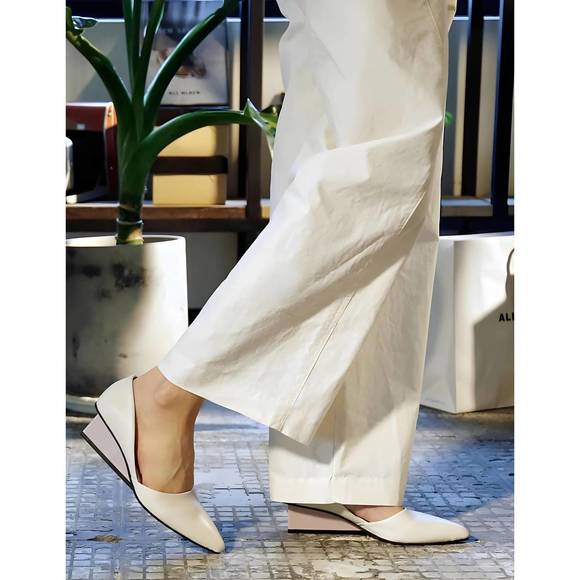 All Black | Shoes | New All Black Square Wedge In Ivorypink | Poshmark